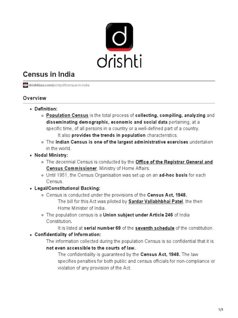 Census in India | PDF | Census | Caste