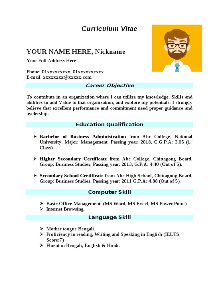 Common CV Format 03 - Ox2q8dWAaIEy6CA | PDF | Learning