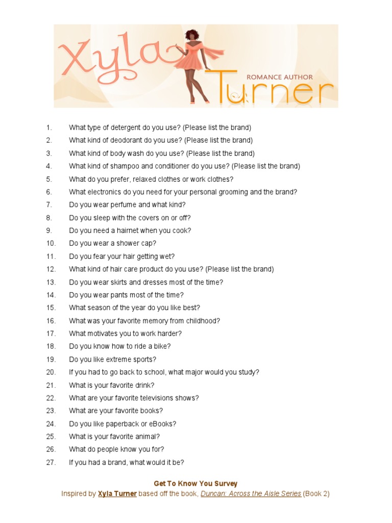 Xyla Turner's Across The Aisle Series - Duncan's Survey | PDF | Food ...