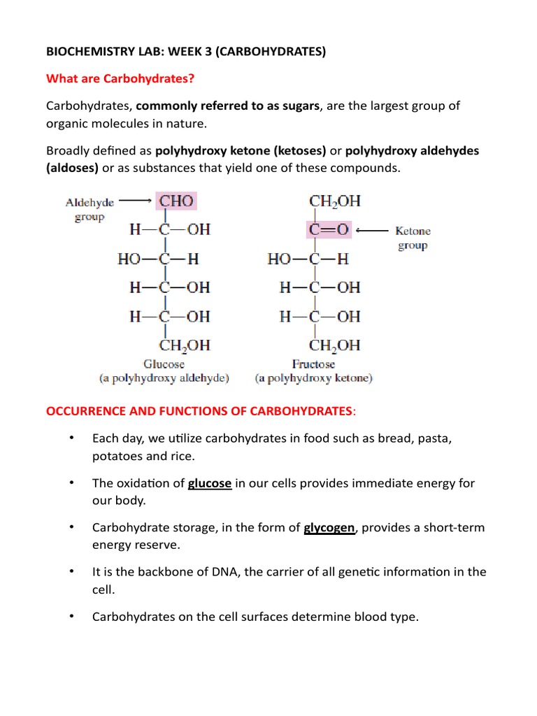 Biochemistry Lab Notes Week 3-Carbohydrates | PDF | Carbohydrates ...