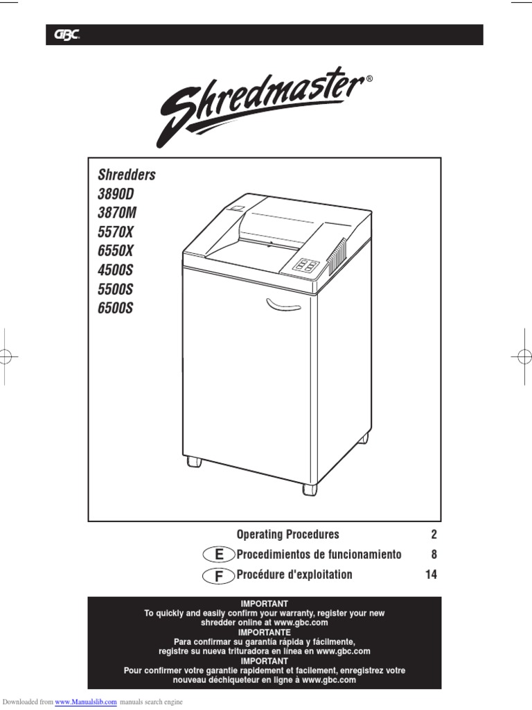 5500S Shredder Manual | PDF | Mains Electricity | Electrical Engineering