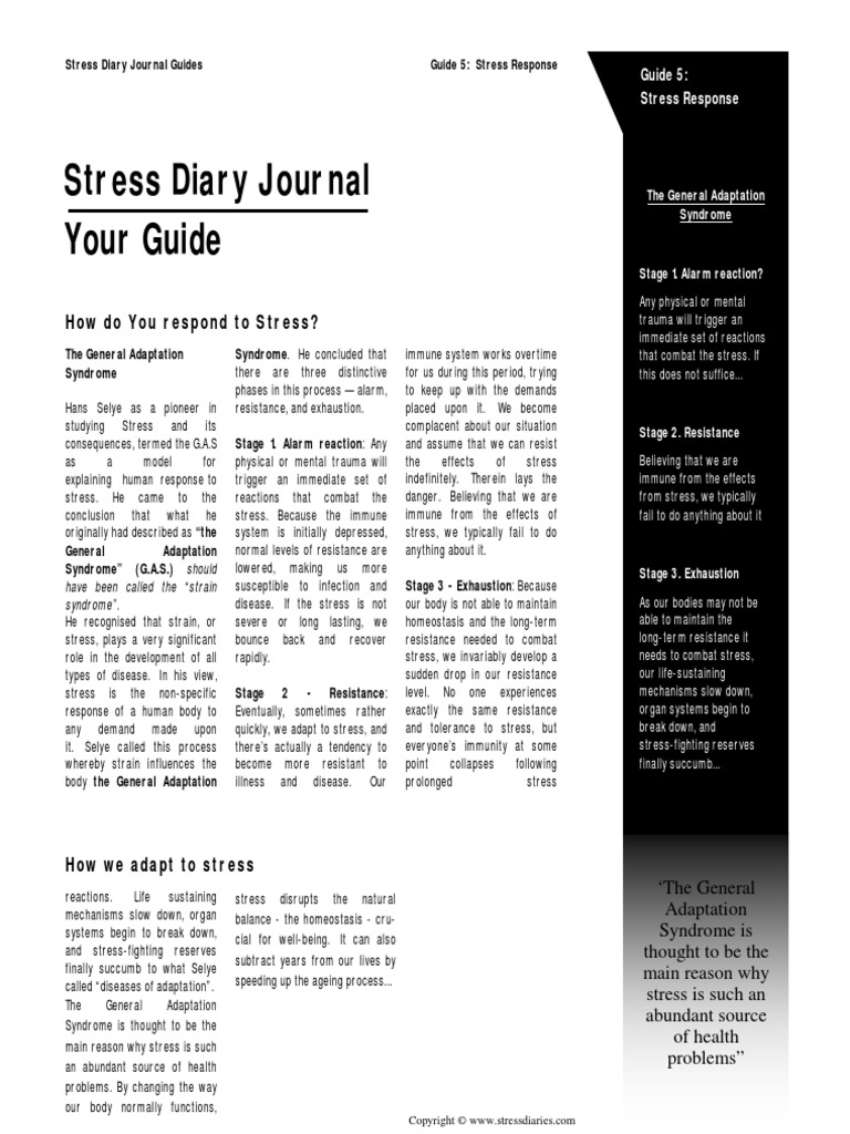 Stress - Diary - Guide 5. Stress Responses | PDF | Stress (Biology ...