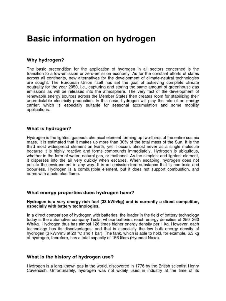 Hydrogen Basics | PDF | Fuel Cell | Hydrogen