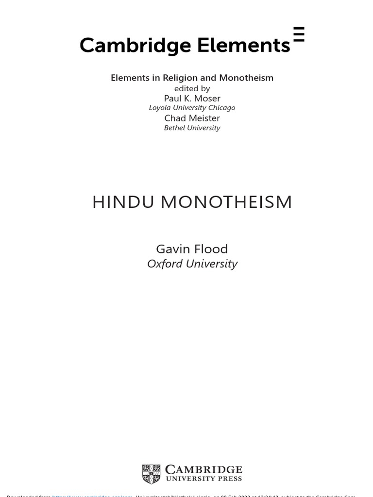 (Elements in Religion and Monotheism) Gavin Flood - Hindu Monotheism ...