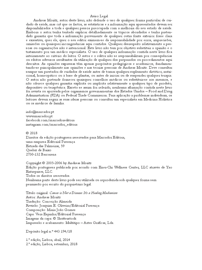 Andreas Moritz Sem Capa | PDF | Câncer | Food and Drug Administration (FDA)