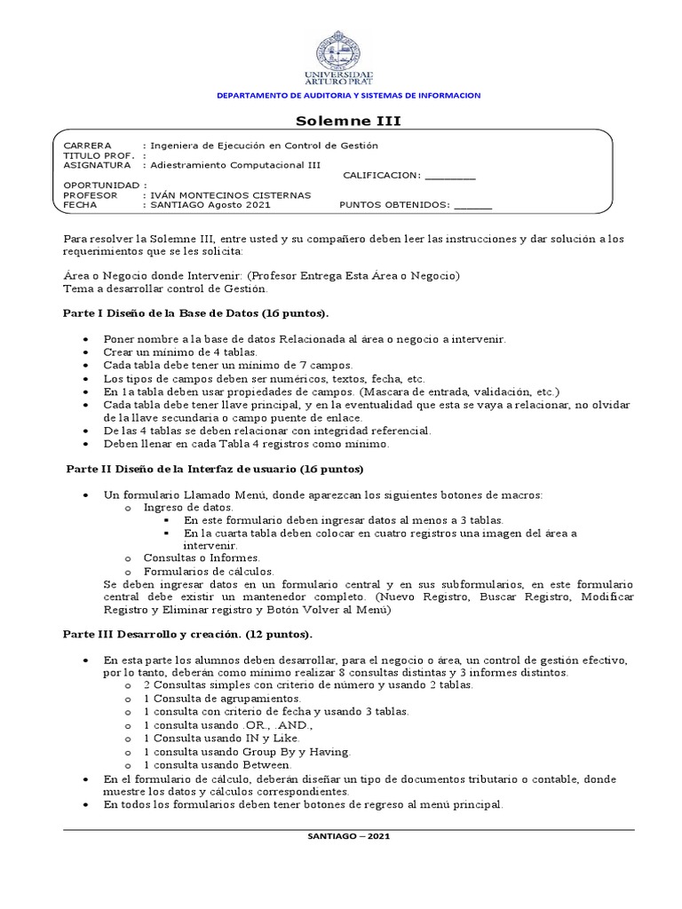 Solemne 3 | PDF | Bases de datos | Software