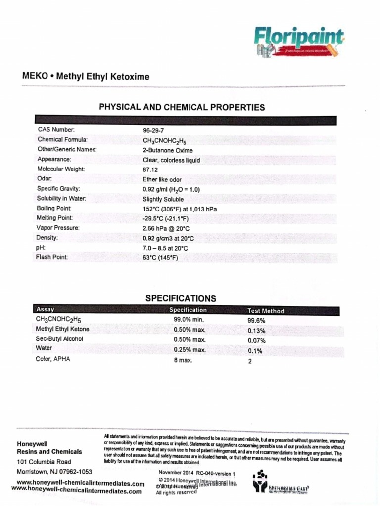 Antipiel Meko (Metil Etil Cetoxima) | PDF