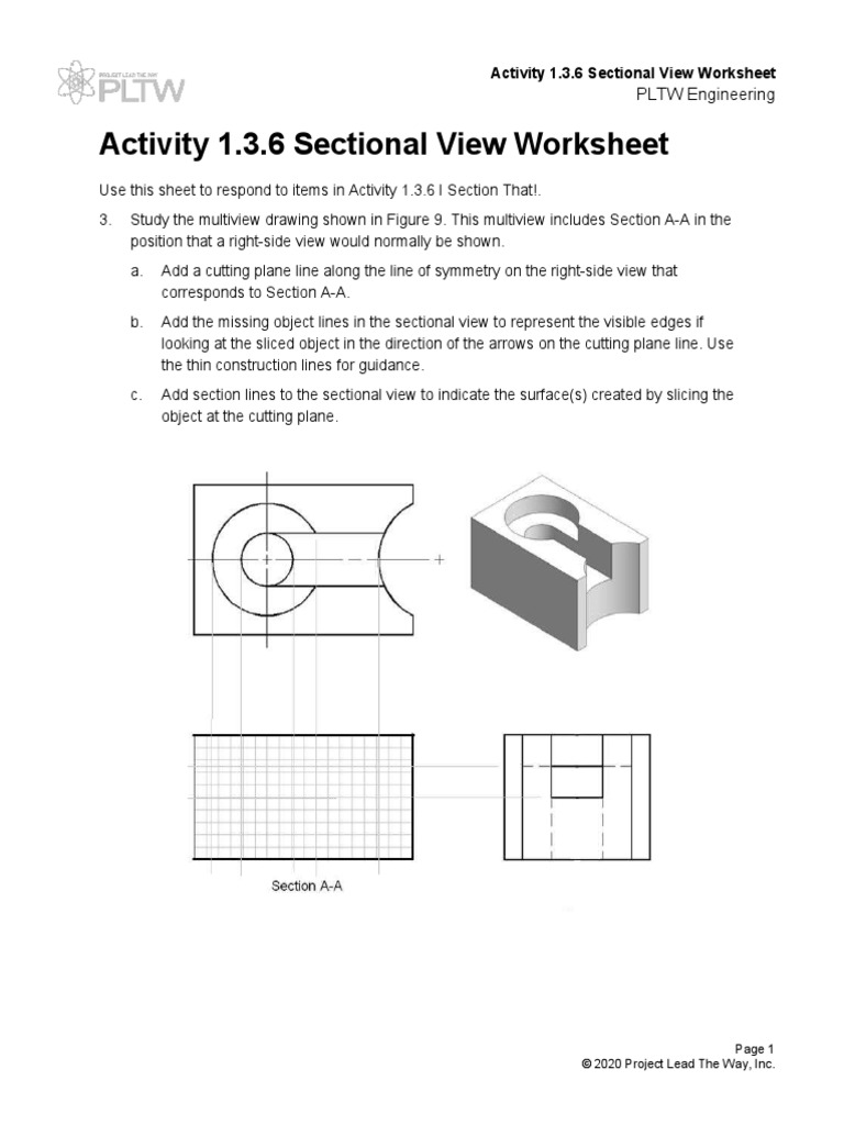 Sectional View Worksheet Activity | PDF