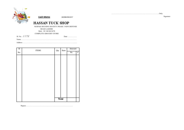 Cash Memo Format | PDF