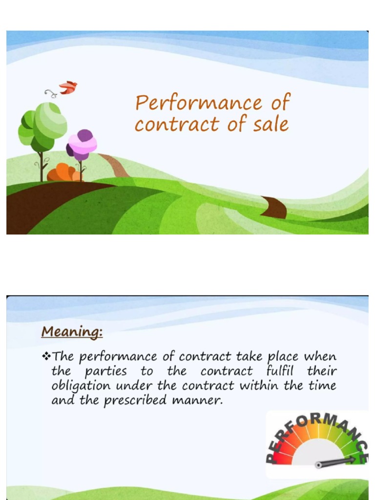 Performance of Contract of Sale | PDF