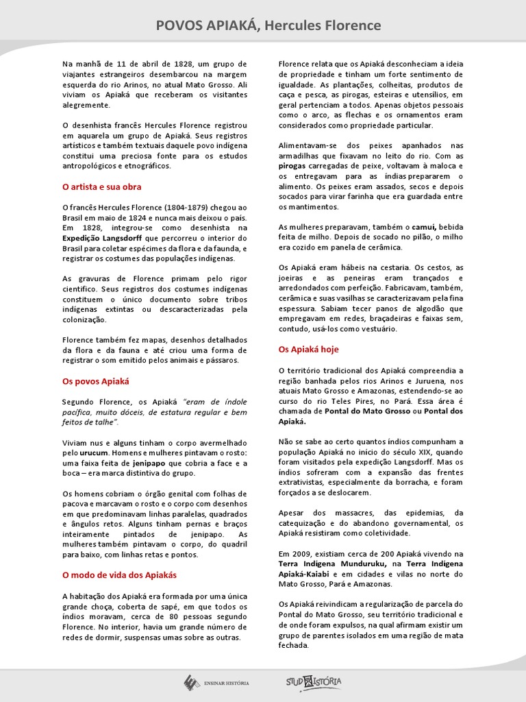 Indios Apiaka Brasil | PDF | Povos indígenas | Milho