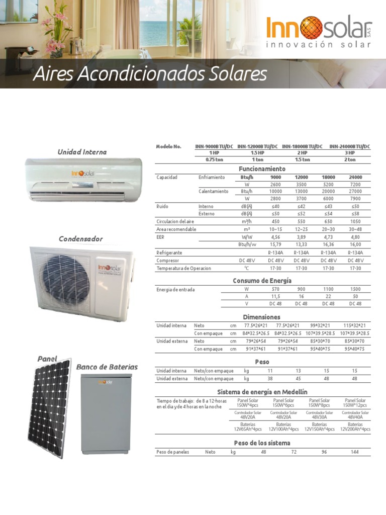 Ficha Técnica Aire Acondicionado Solar | PDF | Electrodoméstico | Temperatura
