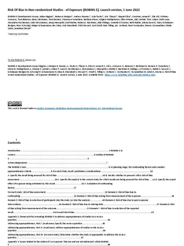 ROBINS-E - LAUNCH-VERSION - 1jun2022 | PDF | Confounding | Risk