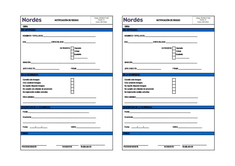 Ssoma-Ft-026 Papeleta de Notificación de Riesgo | PDF | Finanzas y dinero
