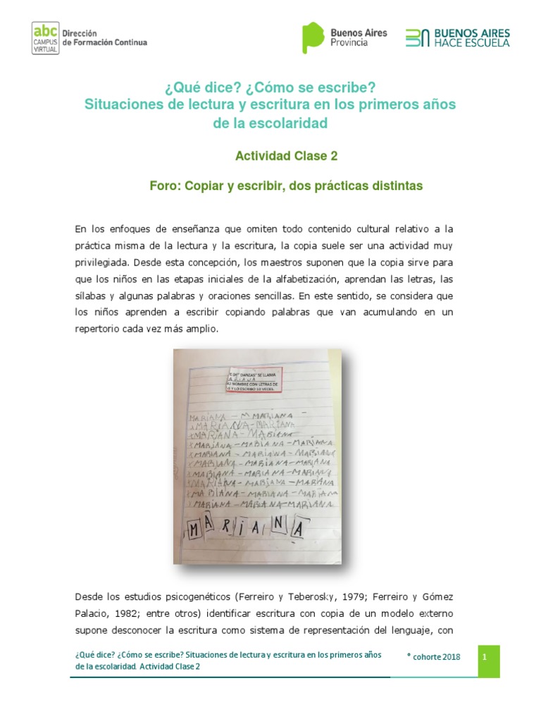 Actividad Clase 2 FORO | PDF | Escritura | Literatura