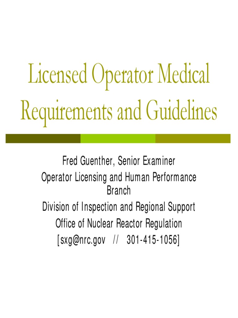 Medical Requirements Guidelines | PDF | Nuclear Regulatory Commission ...