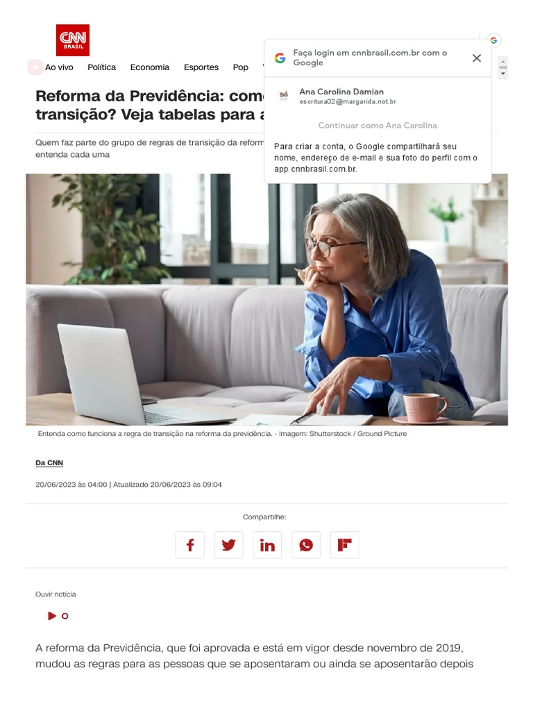 Tabela Das Regras De Transição Da Aposentadoria Em 2023 Pdf Bem