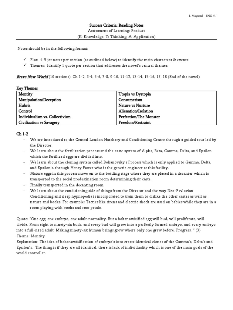 Angie S BNW Reading Notes | PDF