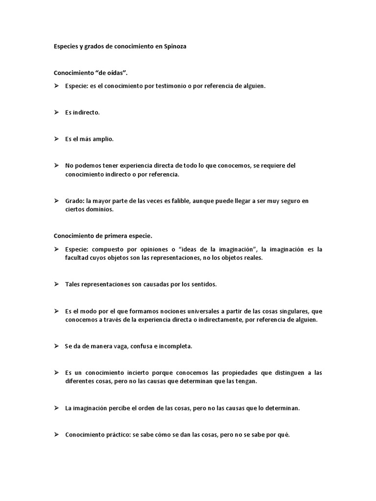 Tipos y Grados de Conocimiento en Spinoza | PDF | Conocimiento ...