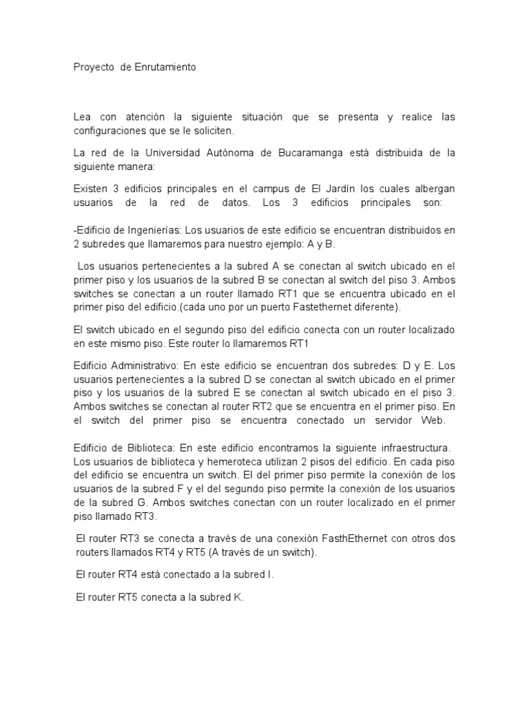 Proyecto De Enrutamiento Pdf Enrutador Computación Protocolos