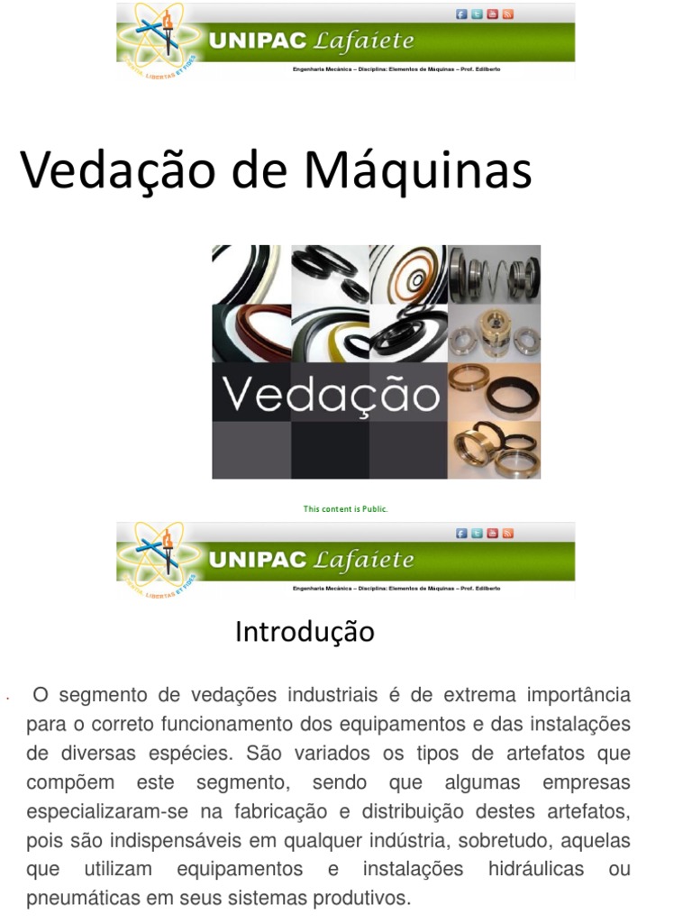 Tipos e Aplicações de Vedações Mecânicas | PDF | Engenharia Mecânica ...