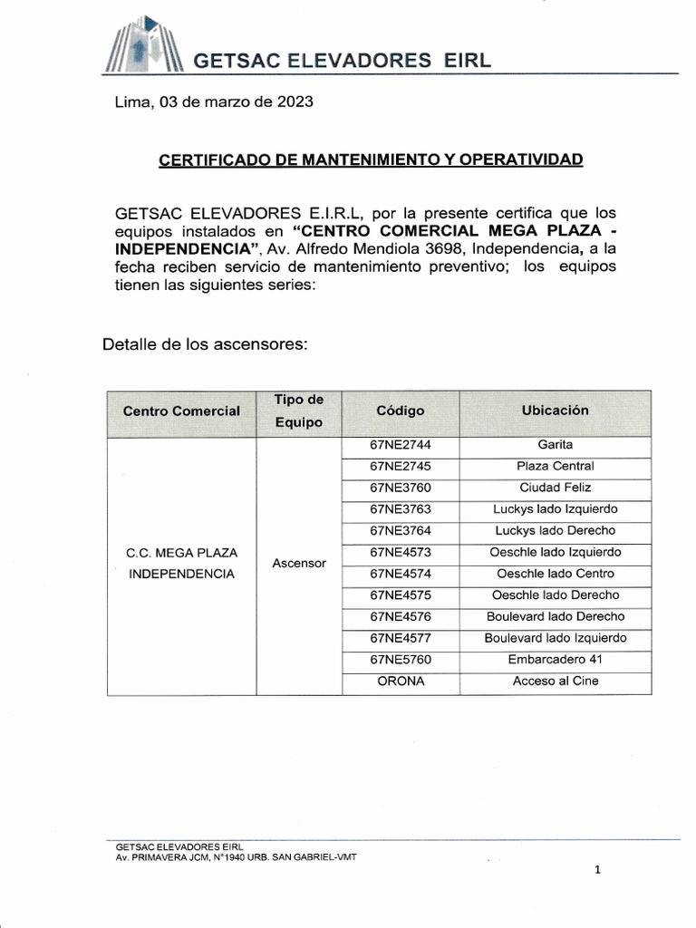 TTVV - Certificado 1 | PDF