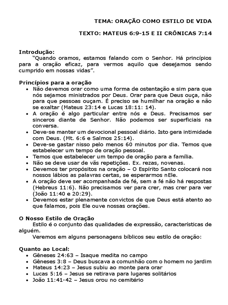 Oração Como Estilo de Vida Encontro | PDF | Oração | Jesus Oração Como Estilo de Vida Encontro | PDF | Oração | Jesus