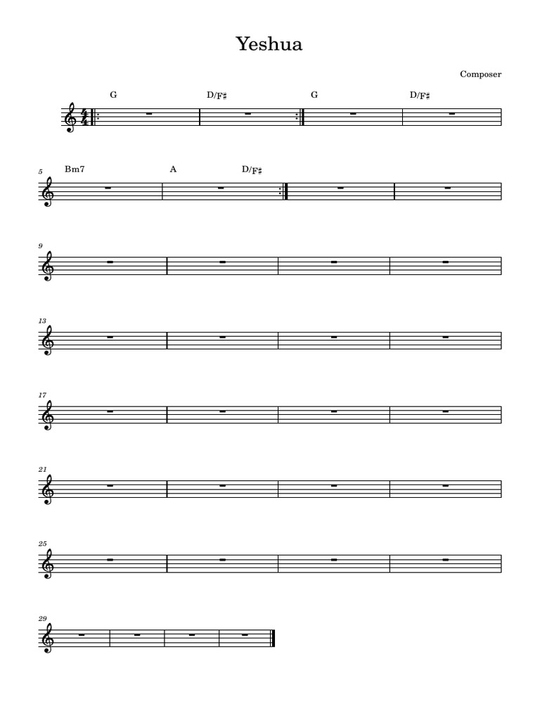 Yeshua Piano Sheet Music and Chords | PDF