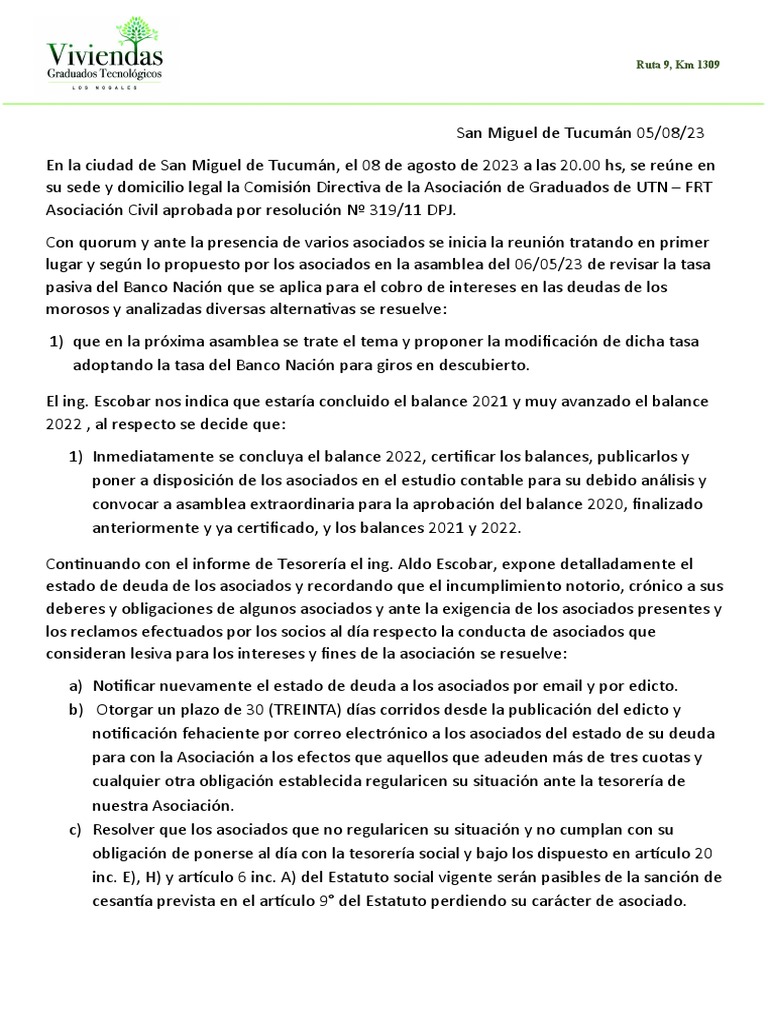 Reunión de Comisión Directiva UTN-FRT: Deudas y Balances | PDF | Gobierno