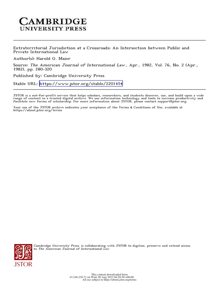 Extraterritorial Jurisdiction at A Crossroads - An Intersection Between ...
