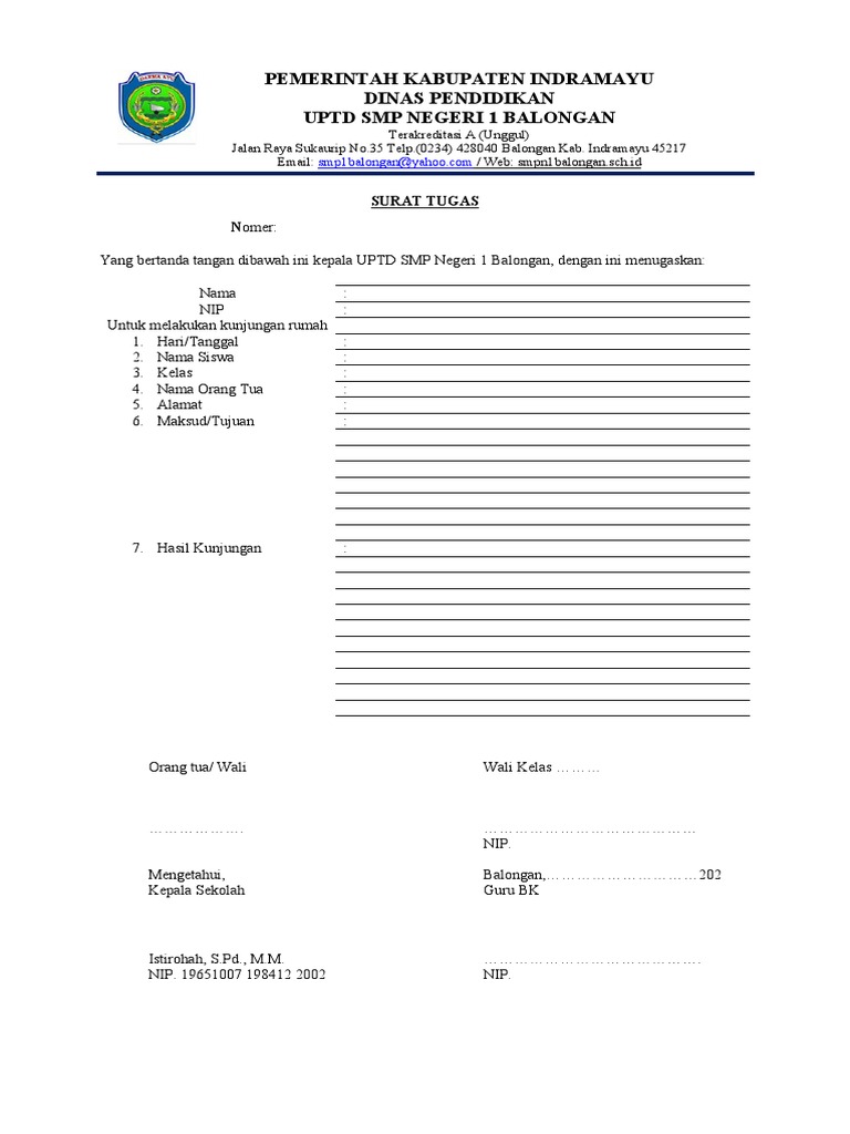 Surat Tugas Home Visit BK | PDF