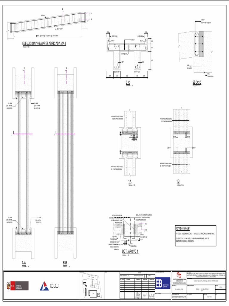 Cgc06 Mo Es 001001 Viga Prefabricada Detalles | PDF