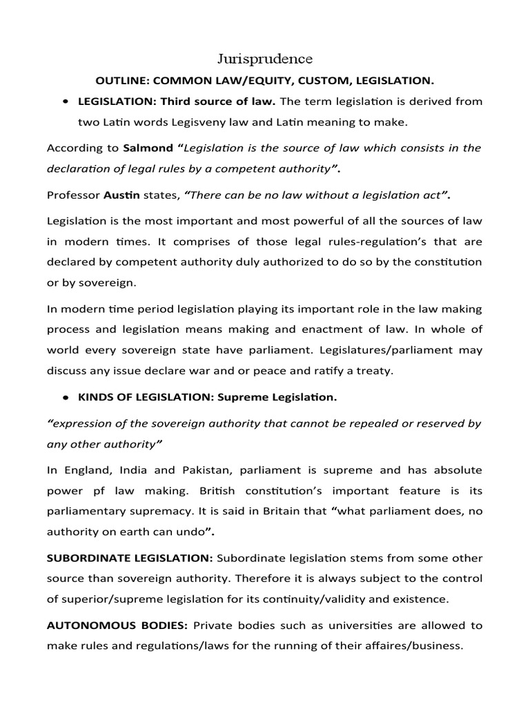 Jurisprudence | PDF | Sources Of Law | Social Institutions