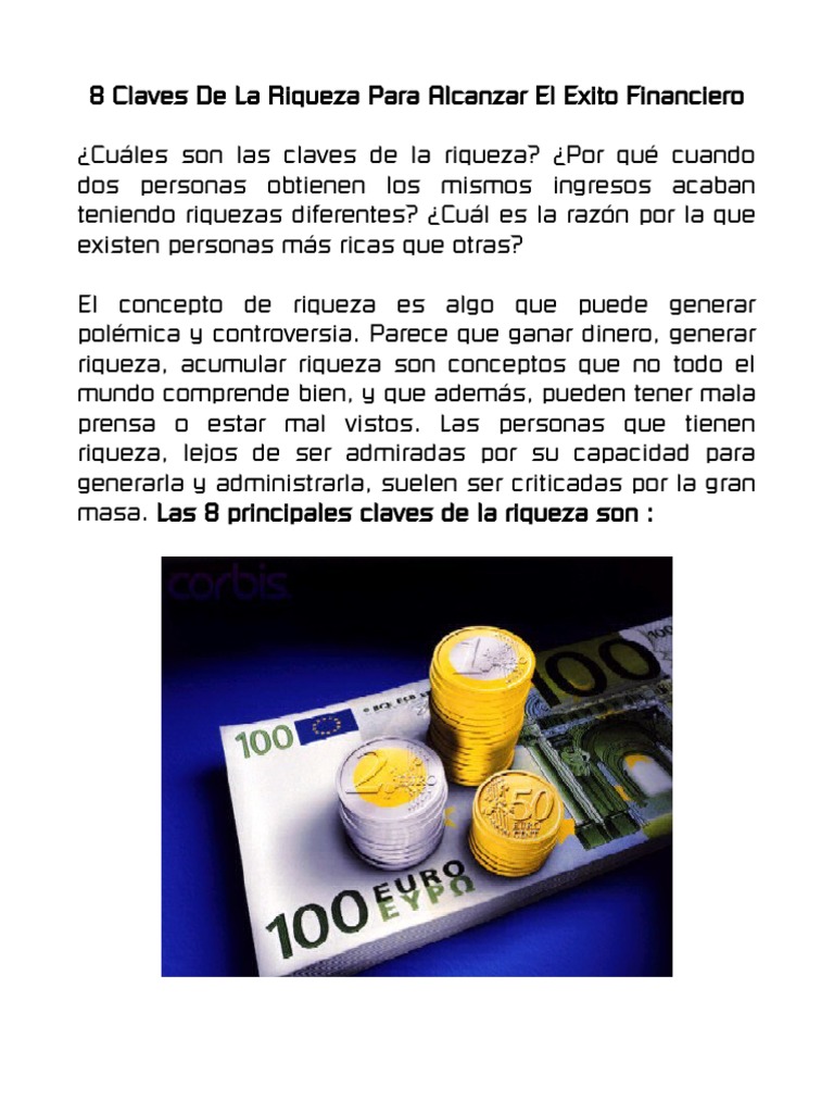 8 Claves de La Riqueza para Alcanzar El Exito Financiero | PDF | Riqueza | Euro
