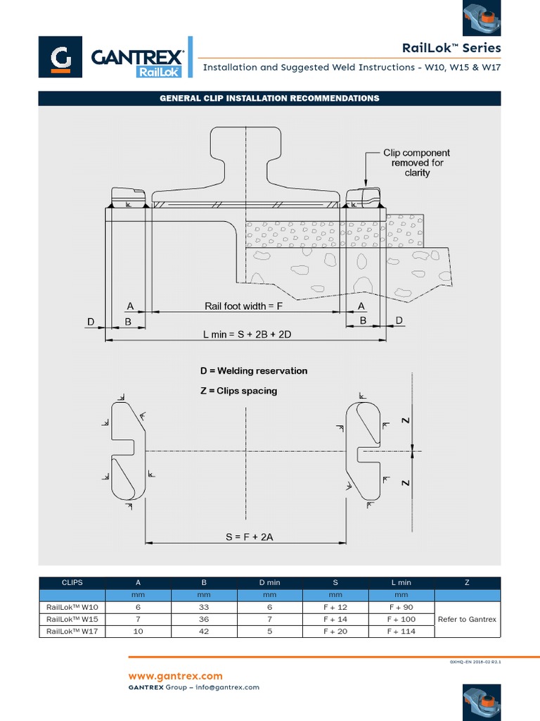 GXHQ - EN - CLIPS - RailLok Clip W10-W15&W17 Instal & Weld Instruc ...