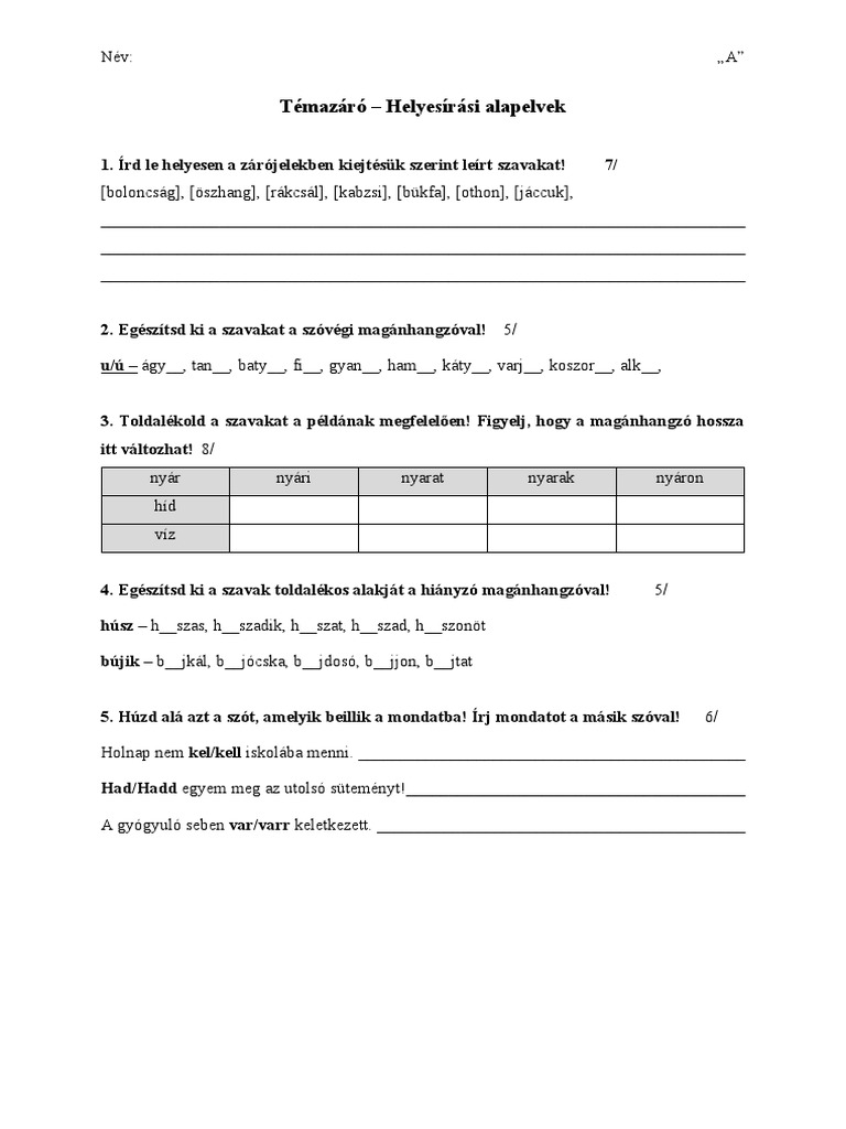 Helyesírási Alapelvek A | PDF