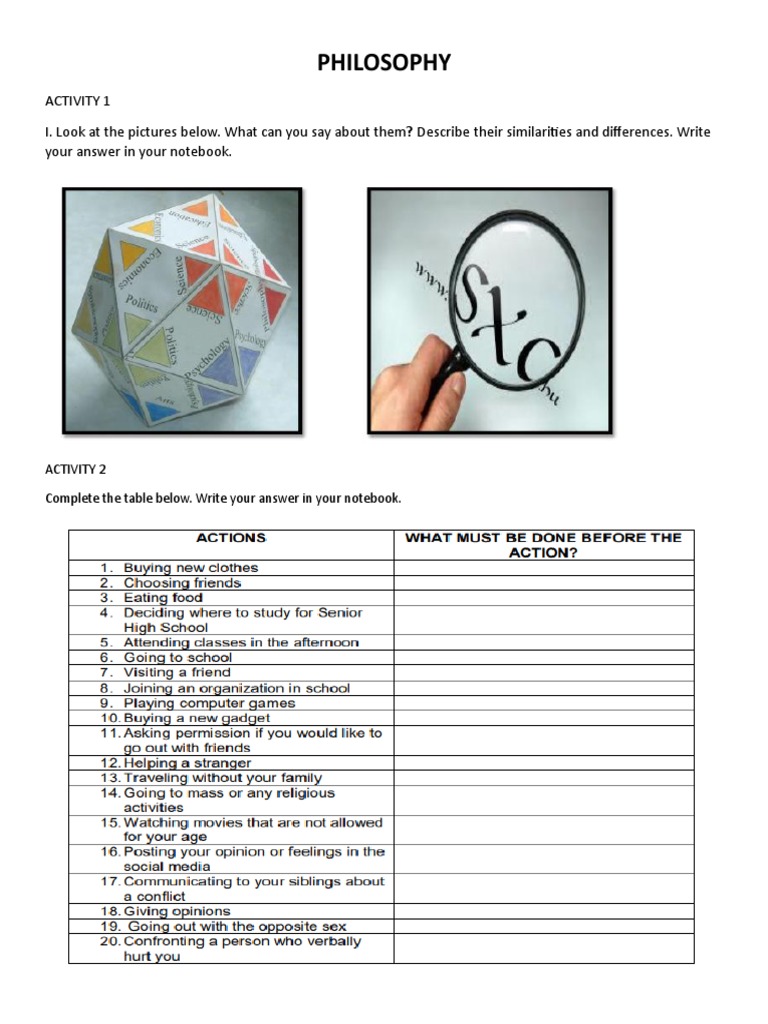 Activity in Philosophy | PDF