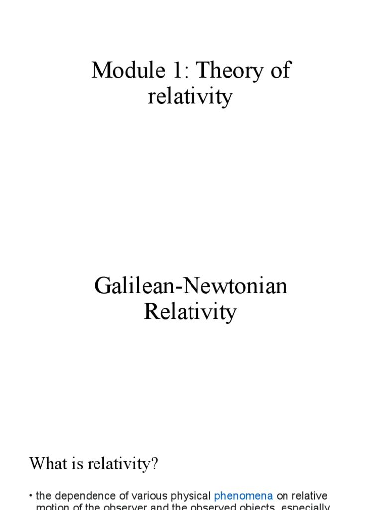 Galilean-Newtonian Relativity Overview | PDF | Special Relativity | Newton's Laws Of Motion