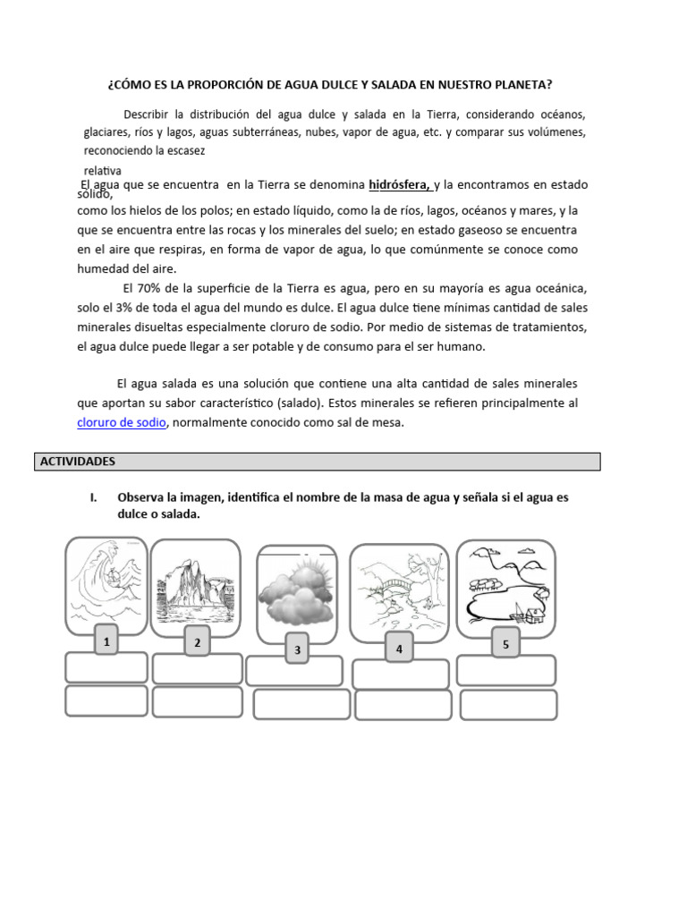 Proporción de Agua Dulce y Salada en la Tierra | PDF