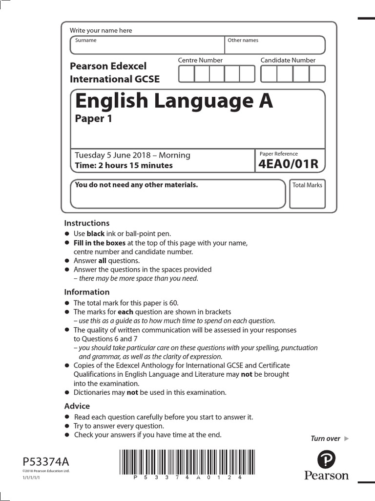 English Language A Exam Paper | PDF