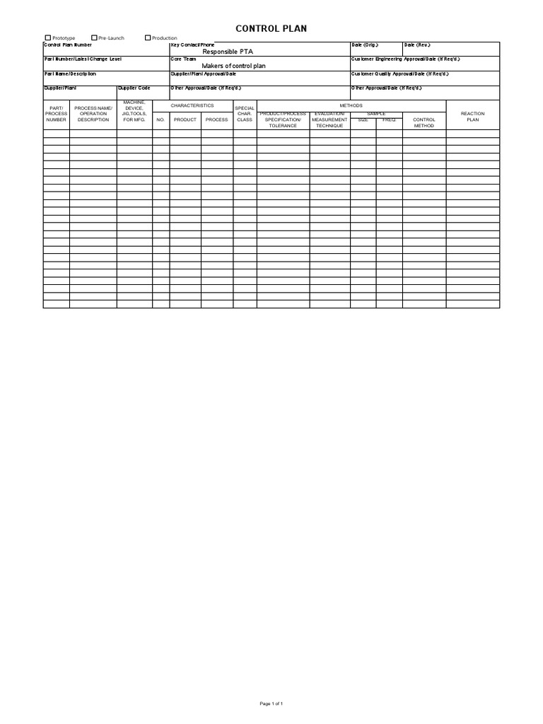 Control Plan Template | PDF