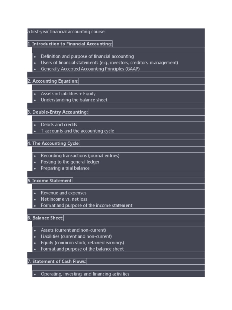 1st Year Financial Accounting Notes | PDF