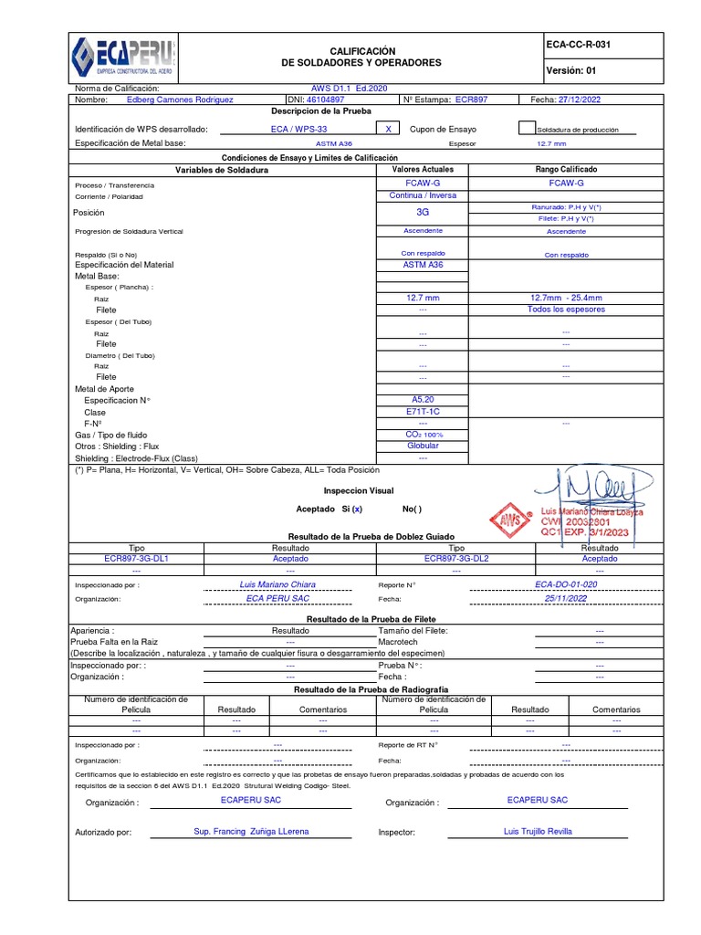 WPQ de WPS-33 | PDF | Construcción | Soldadura