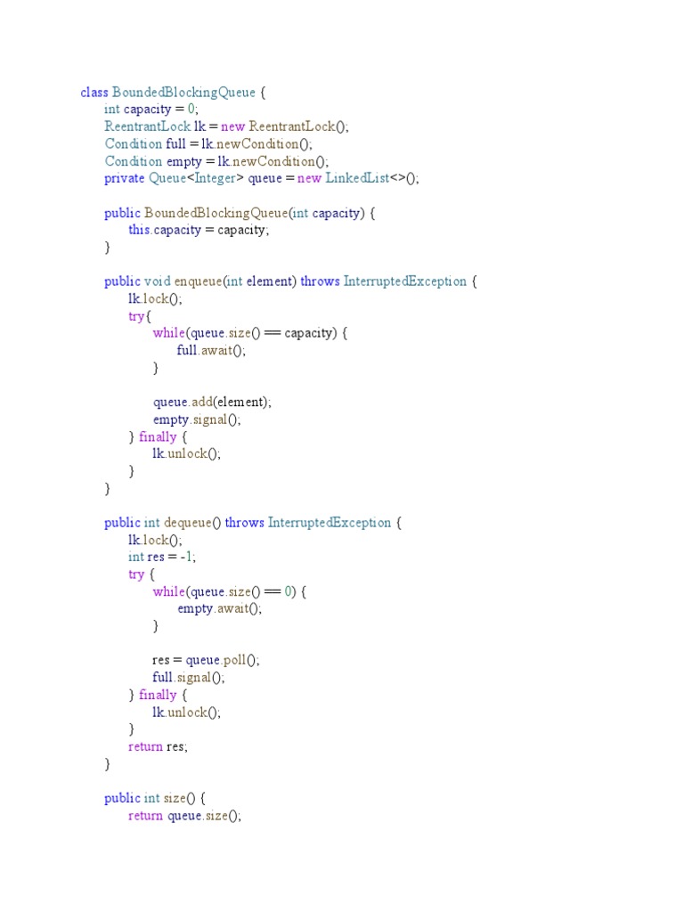 Design Bounded Blocking Queue Pdf
