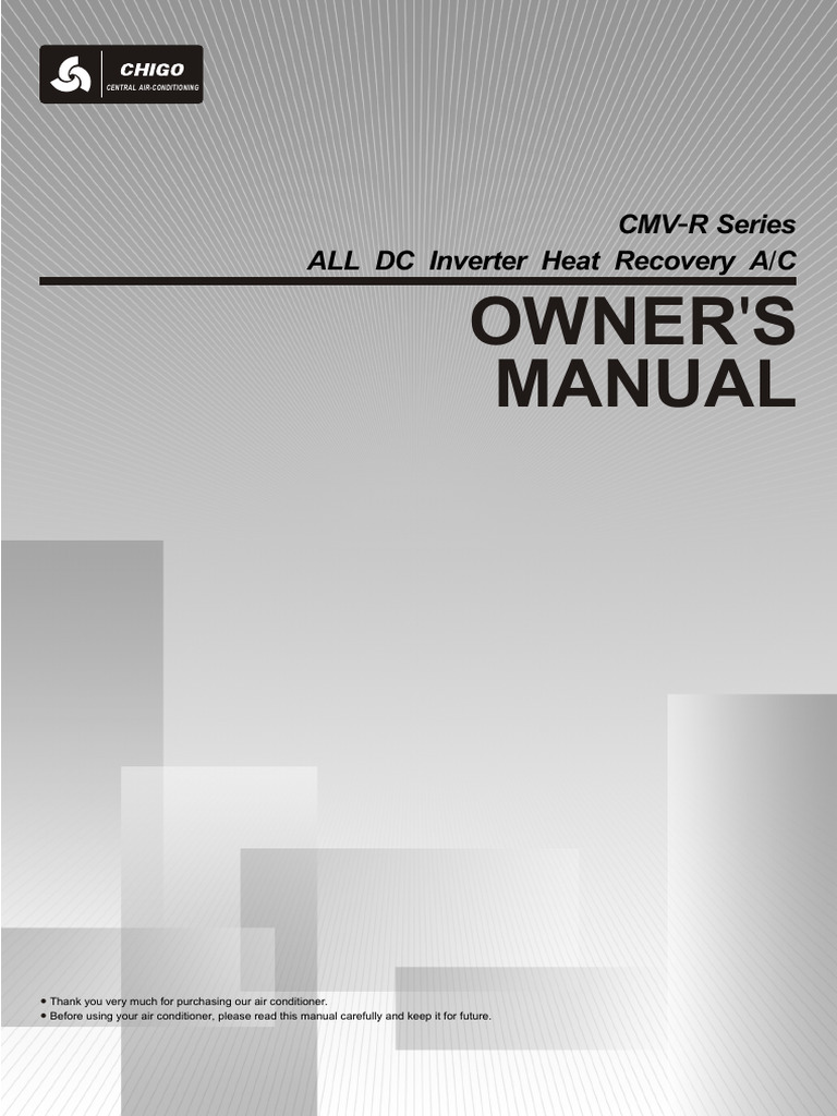 CMV-R Outdoor Unit Owners Manual | PDF | Air Conditioning | Waste ...