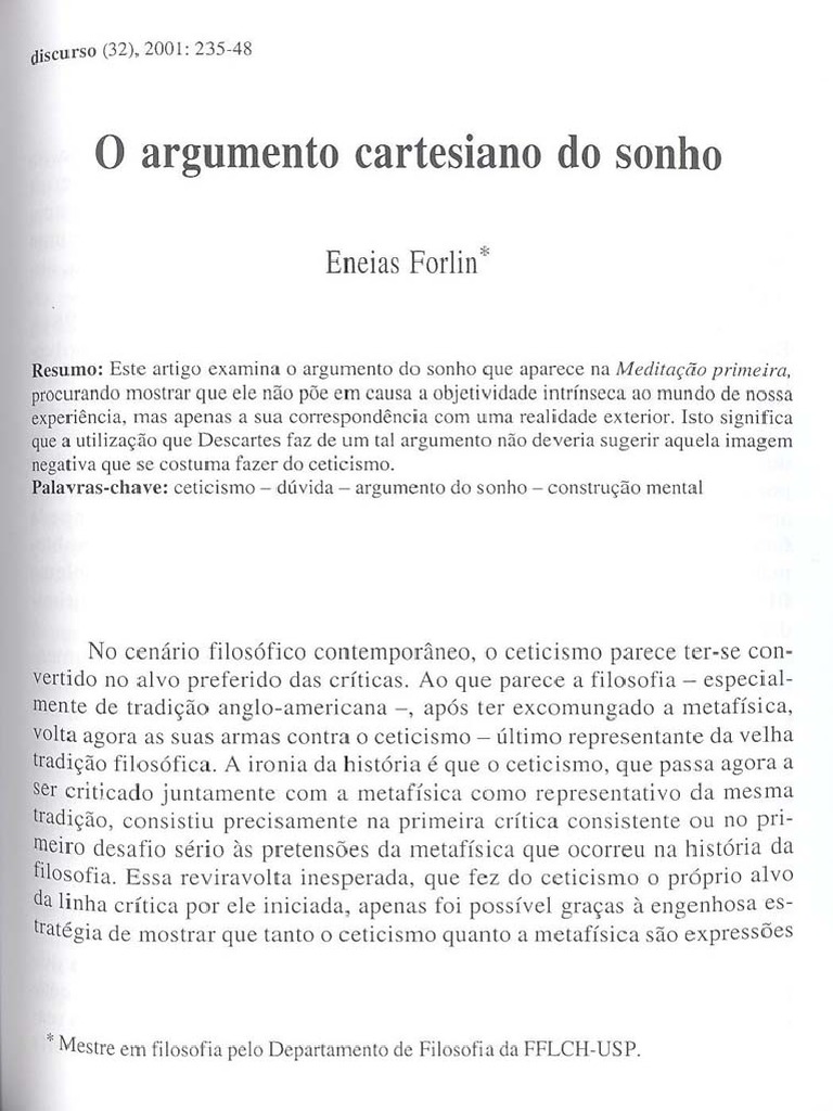 O Argumento Do Sonho | PDF