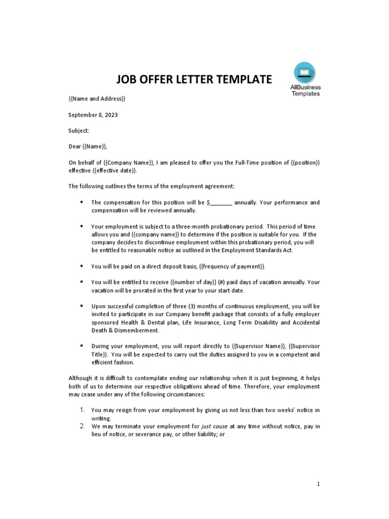 Sample Job Offer Letter | PDF | Business | Justice