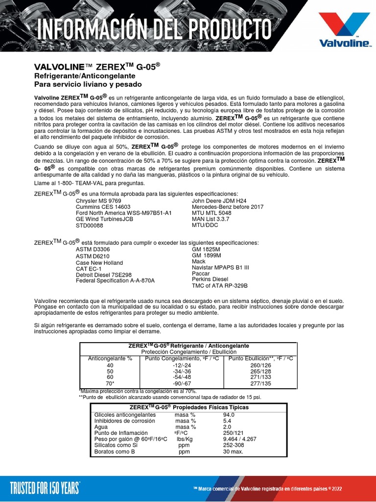 Zerex G-05 | PDF | Química | Sustancias químicas