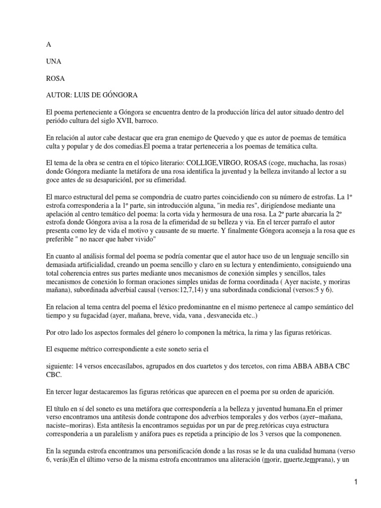 A Una Rosa Luis de Góngora | PDF | Poesía | Sonetos