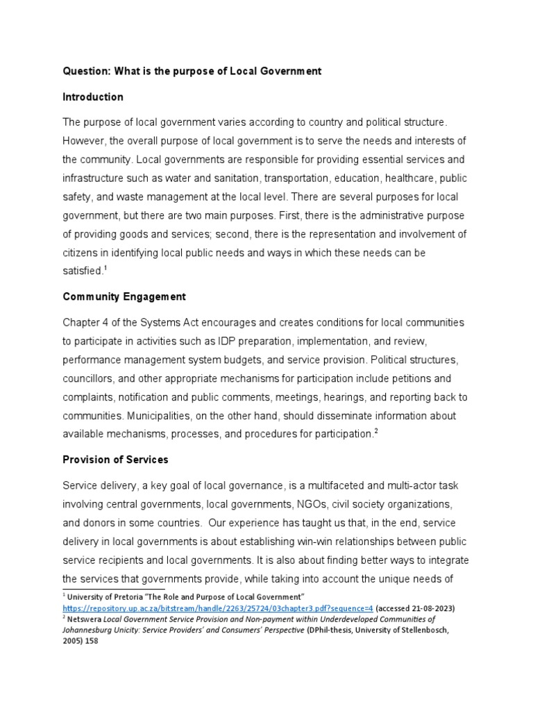 Purpose of Local Government 2023 (1) | PDF | Economic Development ...